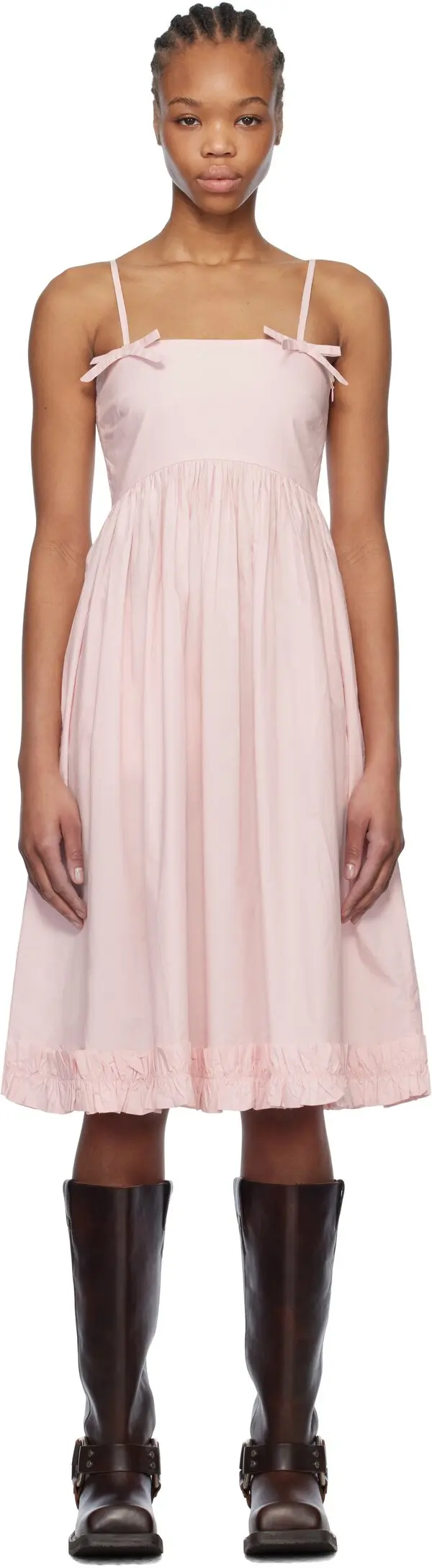 ★Ganni★ Cotton Poplin Strap Dress Chalk Pink W0325868 Ganni Cotton Poplin Strap Midi Dress In 868 Chalk Pink - 60